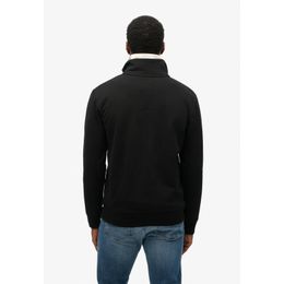 Superdry Herren Sweatshirt "ESSENTIAL LOGO HENLEY", schwarz, Gr. XL, unifarben, angeraute Sweatware, Obermaterial: 70% Baumwolle, 30% Polyester,