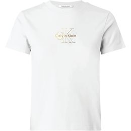 Damen T-Shirt "SS CLASSIC FOIL MONOLOGO TEE", wei&szlig;, Gr. L, Calvin Klein Jeans, Web, Obermaterial: 100% Baumwolle, Shirts, Mit Metallic-Logo
