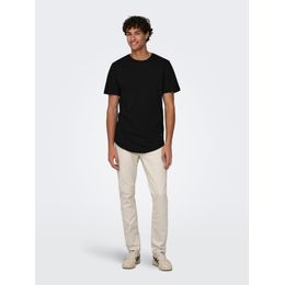 Only & Sons ONLY & SONS Herren Rundhalsshirt "ONSMATT LONGY SS TEE NOOS", schwarz, Gr. L, unifarben, Jersey, Obermaterial: 100% Baumwolle, Shirts