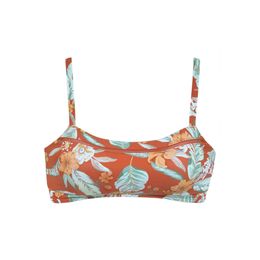 Sunseeker Damen Bustier-Bikini-Top "Suva", rot, Gr. 32, floral, Polyamid, Bikini-Oberteile, mit Mesh-Einsatz