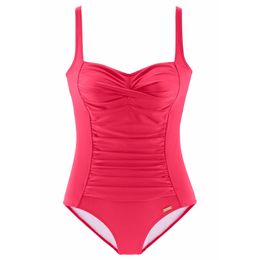 Lascana Damen Badeanzug "Saphir", rot, Gr. 46, unifarben, Polyamid, Badeanz&uuml;ge, mit Raffungen und Shaping-Effekt