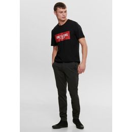 Only & Sons ONLY & SONS Herren Chinos "ONSMARK SLIM GW 0209 PANT NOOS", grau, Gr. 33, unifarben, Web, Obermaterial: 76% Polyester, 20% Viskose, 4% Elasthan, Hosen