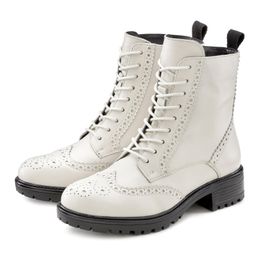 Lascana Damen Schn&uuml;rboots, Gr. 41, wei&szlig;, Obermaterial: 100% Schafsleder. Decksohle: 100% Synthetik. Futter: 75% Textilmaterial, 25% Schafsleder.