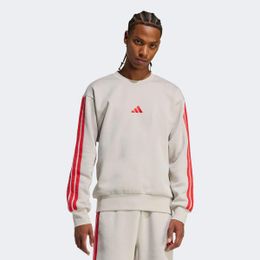 Herren Sweatshirt "ESSENTIALS 3-STREIFEN"wonder alumina, pure ruby, Gr. S, adidas Sportswear, Obermaterial: 55% Baumwolle, 36% Polyester, 9% Viskose,