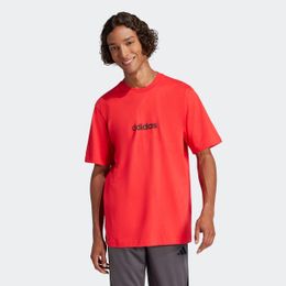 Herren T-Shirt "ESSENTIALS LINEAR SINGLE JERSEY", rot, Gr. M, adidas Sportswear, Obermaterial: 100% Baumwolle, Shirts, &uuml;berschnittene Schultern,