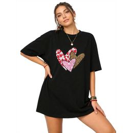 Gorhey Shirt 'Women's Summer Casual Cotton T-Shirt with Heart Print' female Black size S
