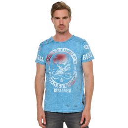 Rusty Neal Herren T-Shirt, blau, Gr. M, bedruckt, 100% Baumwolle, Shirts, mit Markenprint