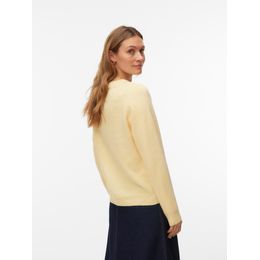 V&eacute;ro Moda VERO MODA Damen Rundhalspullover "VMDOFFY LS O-NECK BLOUSE GA NOOS", gelb, Gr. XS, meliert, Strick, Obermaterial: 94% Polyester, 3% Elasthan, 3%