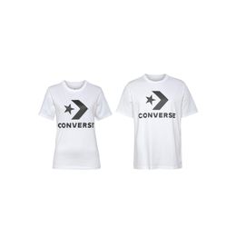 Converse Damen T-Shirt "Unisex GO-TO STAR CHEVRON LOGO STANDARD-FIT", wei&szlig;, Gr. XXS, unifarben, Single Jersey, Obermaterial: 100% Baumwolle, Shirts,