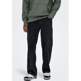 Only & Sons ONLY & SONS Herren Slim-fit-Jeans "ONSLOOM SLIM LBD 8263 AZG DNM NOOS", schwarz, Gr. 31, Abriebeffekte, Denim/Jeans, Obermaterial: 100% Baumwolle,