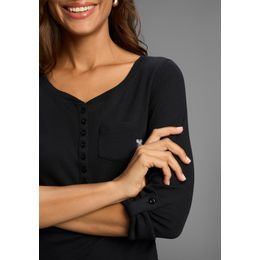 Arizona Damen Langarmshirt, schwarz, Basic, Gr. 48, unifarben, Obermaterial: 100% Baumwolle, Shirts, sehr figurbetonter Schnitt, unifarben,