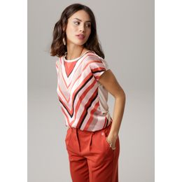 Laura Scott Damen Shirtbluse "im Materialmix mit Satin, verschiedene Muster f&uuml;r jeden Geschmack", bunt, Gr. 40, gemustert, gestreift, Single Jersey,