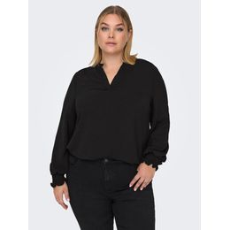Only CARMAKOMA Damen Shirtbluse "CARMETTA LIFE V-NECK TOP WVN NOOS", schwarz, Gr. 44, unifarben, Web, Obermaterial: 100% Polyester, Blusen,