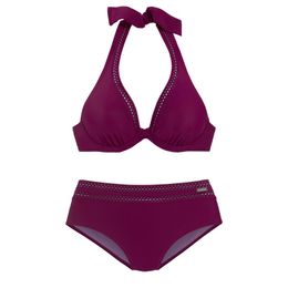 Lascana Damen B&uuml;gel-Bikini, pink, Gr. 42, unifarben, Polyamid, Bikini-Sets, als Neckholder