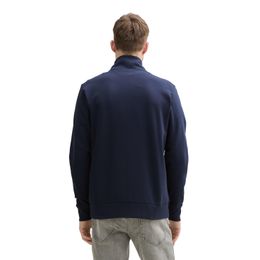 Tom Tailor Herren Sweatjacke, blau, Gr. L, unifarben, Sweatware, Obermaterial: 70% Baumwolle, 30% Polyester, Sweatjacken, mit Logo Stickerei
