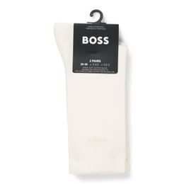 BOSS Damen Businesssocken "2P RS Uni Logo CC W", Gr. 39, wei&szlig;, Baumwolle, Socken, mit BOSS Schriftzug