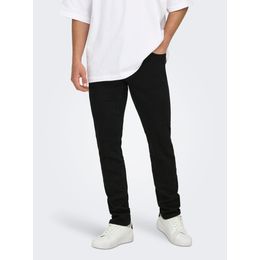 Only & Sons ONLY & SONS Herren Slim-fit-Jeans "ONSLOOM SLIM LBD 8263 AZG DNM NOOS", schwarz, Gr. 31, Abriebeffekte, Denim/Jeans, Obermaterial: 99% Baumwolle, 1%