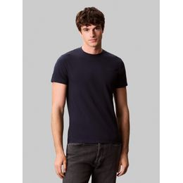 Calvin Klein Herren T-Shirt "SS STRETCH COTTON SLIM TEE", blau, Gr. XXL, unifarben, Single Jersey, Obermaterial: 95% Baumwolle, 5% Elasthan, Shirts,