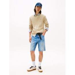 Tommy Jeans Herren Rundhalspullover "TJM SLIM ESSENTIAL LIGHT SWEATER", beige, Gr. L, Strick, Obermaterial: 100% Baumwolle, Pullover, mit Flag-Patch