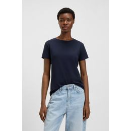 BOSS Orange Damen T-Shirt "Esogo Premium Damenmode"dunkelblau 408, Gr. S, unifarben, Single Jersey, Obermaterial: 100% Baumwolle, Shirts, mit Logo