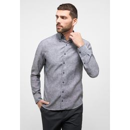 Eterna Herren Langarmhemd "SLIM FIT"grau, Gr. 42, 100% Leinen, Hemden, EASY IRON (b&uuml;gelleicht)