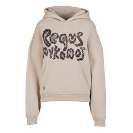 Kapuzensweatshirt PEQUS "PEQUS PEQUS Bubble Logo Hoodie", Damen, Gr. S, aluminium, 100% Baumwolle, bedruckt, Sweatshirts