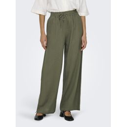 Jacqueline de Yong JDY Damen Schlupfhose "JDYSAY LINEN HW WIDE PANT WVN NOOS", gr&uuml;n, Gr. XS, unifarben, Web, Obermaterial: 55% Leinen, 45% Viskose, Hosen, Sommerhose
