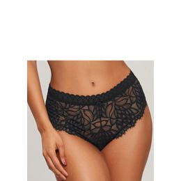 Lascana Damen Slip "Cara", Gr. 32, schwarz, Spitze, Obermaterial: 87% Polyamid, 13% Elasthan, Unterhosen, aus dezent transparenter Spitze, anteilig