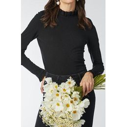 RICHROYAL Damen Langarmshirt "2409 O Slub F LS", schwarz, Gr. S, Single Jersey, Obermaterial: 100% Baumwolle, Shirts, mit R&uuml;schenkante an Ausschnitt
