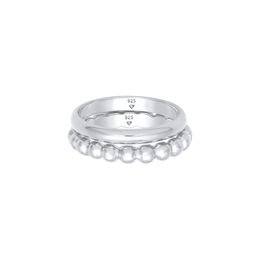 Elli Damen Ring-Set "Bandring Basic Kugel Design (2 tlg.) 925 Silber", 52mm, ohne Stein, Silber 925 (Sterlingsilber), silber, Silber 925