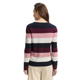 Tom Tailor Damen Strickpullover "Otto"big rose knit stripe, Gr. M, gestreift, Strick, Obermaterial: 60% Baumwolle, 40% Viskose, Pullover, mit Viskose