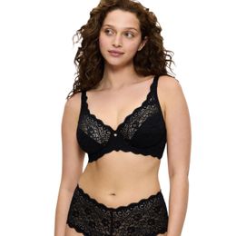 Triumph Damen B&uuml;gel-BH "Amourette W", Gr. 100, schwarz, Spitze, Obermaterial: 62% Polyamid, 24% Elasthan, 8% Lyocell, 6% Polyester, unifarben, BHs,