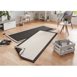 Teppich Hanse Home, B:80cm H:5mm L:350cm, schwarz, Kunstfaser, Wohnzimmer, Teppiche, "Panama Wendeteppich", In-& Outdoor, Wetterfest, Balkon, L&auml;ufer,