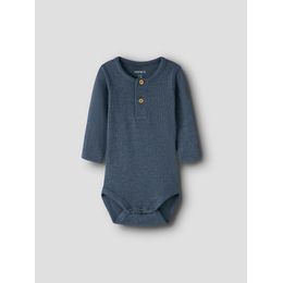 Langarmbody name it "NBMKAB LS BODY NOOS", Jungen, Gr. 62, N-Gr, vintage indigo, Feinripp, Obermaterial: 57% Baumwolle, 38% Modal, 5% Elasthan, unifarben, regular fit, Rundhals, Bodys