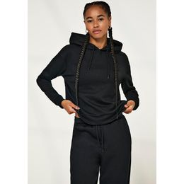 Only Play Damen Kapuzensweatshirt "ONPLOUNGE LS HOOD SWEAT - NOOS", schwarz, Gr. XL, unifarben, Sweatware, Obermaterial: 80% Polyester, 15% Viskose,