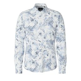 JOOP! Langarmhemd JOOP "Pai", Herren, Gr. 39, N-Gr, blau (dunkelblau), Web, Obermaterial: 55% Leinen, 45% Baumwolle, unifarben, slim fit, Manschette, Hemden