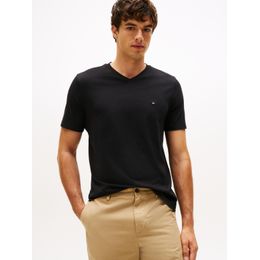 Tommy Hilfiger Herren V-Shirt "ESSENTIAL V-NECK", schwarz, Gr. S, Single Jersey, Obermaterial: 100% Baumwolle, Shirts, unifarben, casual, regular