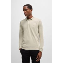 BOSS Orange Herren Poloshirt "Passerby Langarm Regular Fit", beige, Gr. 4XL, unifarben, Jersey, Obermaterial: 95% Baumwolle, 5% Elasthan, Shirts,