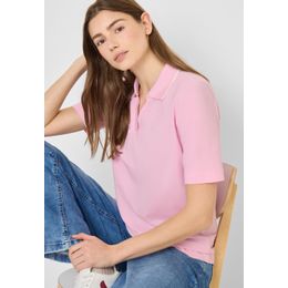 Poloshirt Cecil, Damen, Gr. M (40), light blush rose, Web, 48% Baumwolle, 48% Modal, 4% Elasthan, unifarben, normal normal, hoch geschlossener Ausschnitt, abgesteppt, Shirts, in Unifarbe