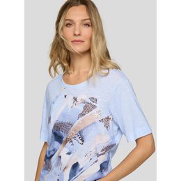 Rabe Damen T-Shirt, blau, Gr. 38, bedruckt, Jersey, Obermaterial: 50% Baumwolle, 50% Modal, Shirts, mit Front-Print