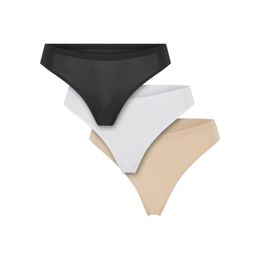 Urban Classics Damen Panty "Urban Classics Ladies Bonded Brazilian 3-Pack", Gr. Mschwarz, wei&szlig;, nude, 90% Nylon, 10% Elasthan, unifarben, Unterhosen