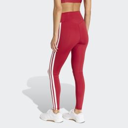 Damen Trainingstights "OPTIME ESSENTIALS 3-STREIFEN 7/8-LEGGINGS", rot, Gr. S, adidas Performance, Obermaterial: 85% Polyester, 15% Elasthan, Hosen,