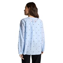 Tom Tailor Damen Klassische Bluseblau heart design, Gr. 44, bedruckt, Web, Obermaterial: 100% Baumwolle, Blusen, mit All-Over Print