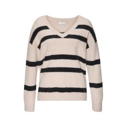 Lascana Damen Streifenpullover "Amira", beige, Gr. 44, gestreift, Strick, Obermaterial: 50% Polyamid, 30% Viskose, 20% Polyester, Pullover, aus