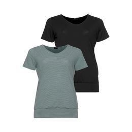 H.I.S. H.I.S Damen T-Shirt, gr&uuml;n, Gr. 56, Single Jersey, Obermaterial: 87% Polyester, 13% Elasthan, Shirts, Kurzarm, figurumspielende Passform, aus