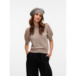 V&eacute;ro Moda VERO MODA Damen Rundhalspullover "VMDOFFY 2/4 O-NECK PULLOVER GA NOOS", grau, Gr. XS, meliert, Strick, Obermaterial: 94% Polyester, 3% Elasthan, 3%