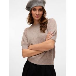 V&eacute;ro Moda VERO MODA Damen Rundhalspullover "VMDOFFY 2/4 O-NECK PULLOVER GA NOOS", grau, Gr. S, meliert, Strick, Obermaterial: 94% Polyester, 3% Elasthan, 3%