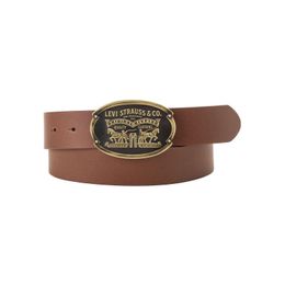 Levi's LEVI'S Damen Lederg&uuml;rtel "Billy Plaque Belt", braun, Gr. 100, Rindsleder, G&uuml;rtel, mit markanter Koppelschlie&szlig;e