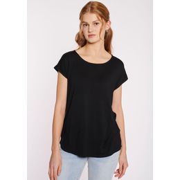 Haily's HAILY&rsquo;S Damen Kurzarmshirt "SS V TP Em44ma", schwarz, Gr. M, unifarben, Jersey, Obermaterial: 95% Viskose, 5% Elasthan, Shirts