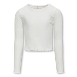 KIDS Only M&auml;dchen Langarmshirt "KOGNELLA L/S O-NECK TOP JRS NOOS", wei&szlig;, Gr. 122, unifarben, Jersey, Obermaterial: 65% Polyester, 30% Viskose, 5%
